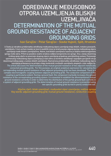 Pdf Determination Of The Mutual Ground Resistance Of Adjacent Grounding Grids