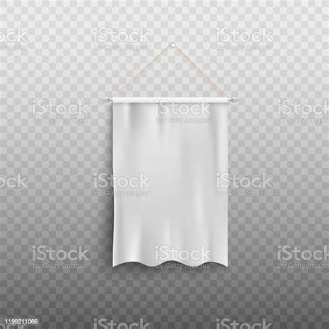 흐르는 실크 패브릭과 빈 현실적인 흰색 페넌트 고립 된 모형 0명에 대한 스톡 벡터 아트 및 기타 이미지 0명 3차원 형태 곡선 Istock