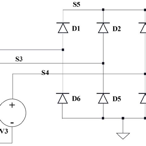 A Three Phase Bridge Rectifier With An Rl Load The Circuit Has Six