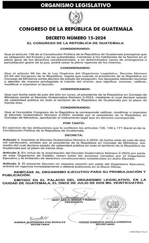 Congreso Publica En Diario Oficial Improbación Del Estado De Calamidad