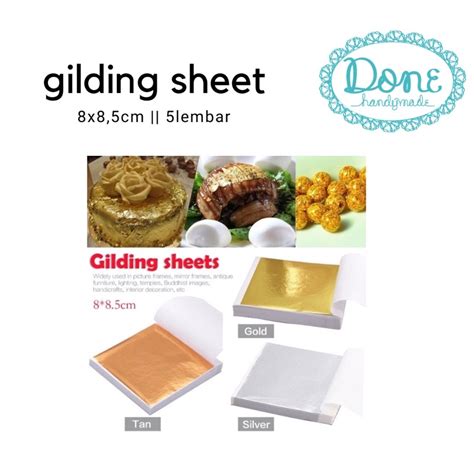 Gilding Sheets Lembar Kertas Emas Kertas Perak Metalic Leaf Bahan Kerajinan Tangan Shopee