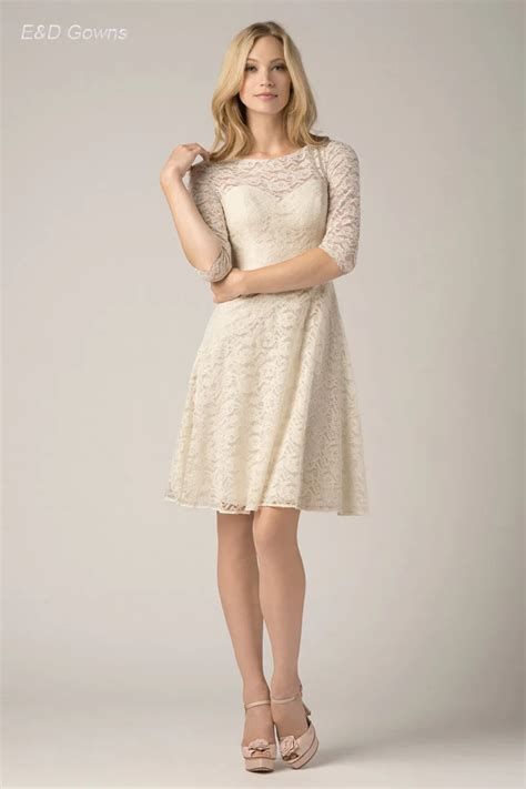 Nude Color Bridesmaid Dresses A Line New Fashion Scoop Neckline 3 4