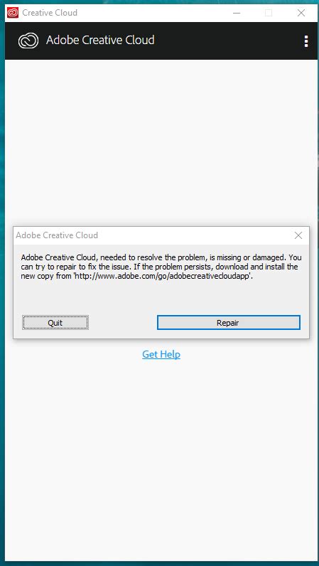 Solved CC Aplication Damaged Or Missing Install Error Adobe Community 9625851