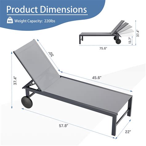 Walsunny 2 Pcs Aluminum Deck Chaise Lounges Chairs Outdoor Reclining