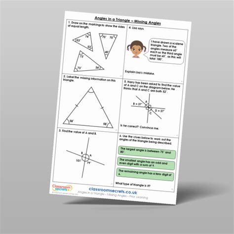 Year 6 Angles In A Triangle Missing Angles Prior Learning Resource Classroom Secrets