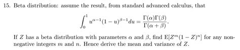 Self Study Deriving Variance Of Beta Distribution Using E Zm1 Zn