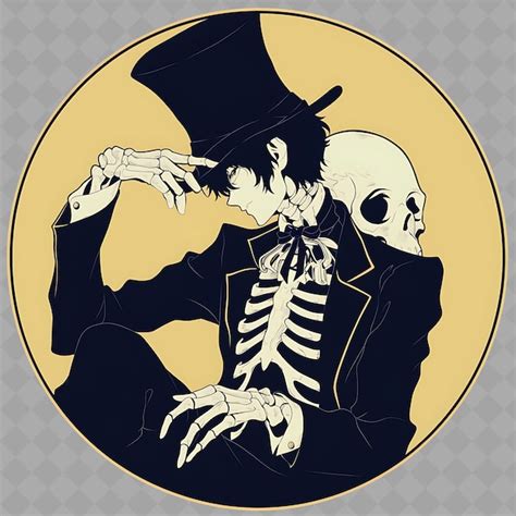 Premium Psd A Cartoon Drawing Of A Man And A Skeleton With A Skeleton