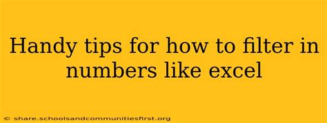 Handy Tips For How To Filter In Numbers Like Excel