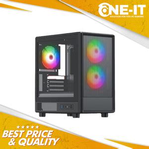 Jual CASE INFINITY AXIS BLACK 3 Fan RGB MATX Casing PC Komputer Mesh Temper Kota Surabaya