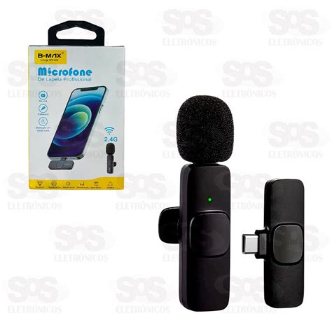 Microfone De Lapela Sem Fio Entrada Type C B Max BM 220