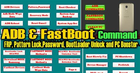 adb and fastboot command tool for pattern lock password bootloader unlock