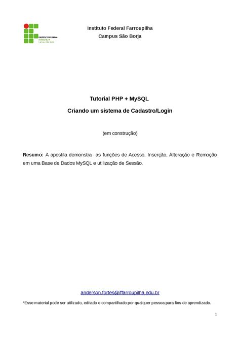 Tutorial Php Mysql Xampp A Apostila Demonstra As Funções De