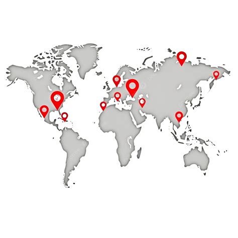 a world map marked with red dots indicating locations a world map