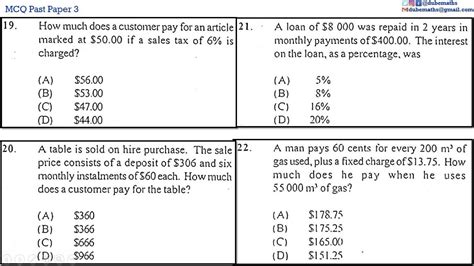 19 20 21and22 Consumer Arithmetic Multiple Choice 3 Cxc Csec Mathematics Youtube