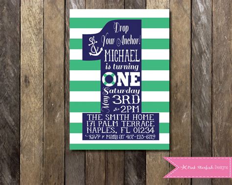 Nautical First Birthday Invitation Nautical 1st Birthday Etsy