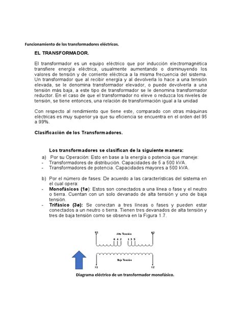 Funcionamiento De Los Transformadores Eléctricos Pdf Transformador