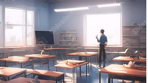 Beautiful Classroom Interior Powerpoint Background For Free Download