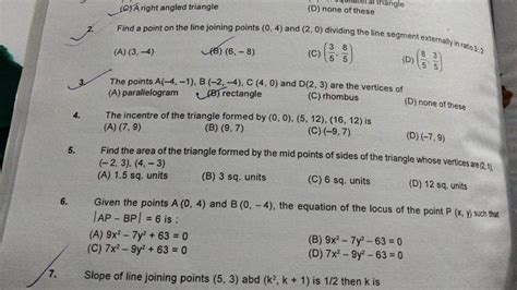 Find A Point On The Line Joining Points 04 And 20 Dividing The Line