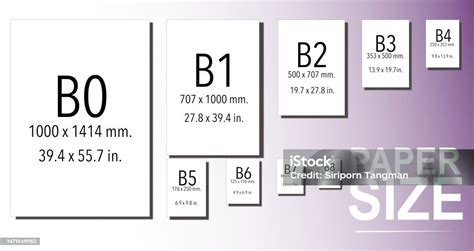 Paper Guide Sizes Vectors B1 B2 B3 B4 B5 B6 B7 B8 B9 B10 For Work Sheet
