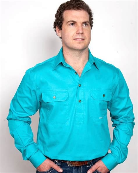 10101tur Just Country Mens Cameron Work Shirt Turquoise Littlebit Country
