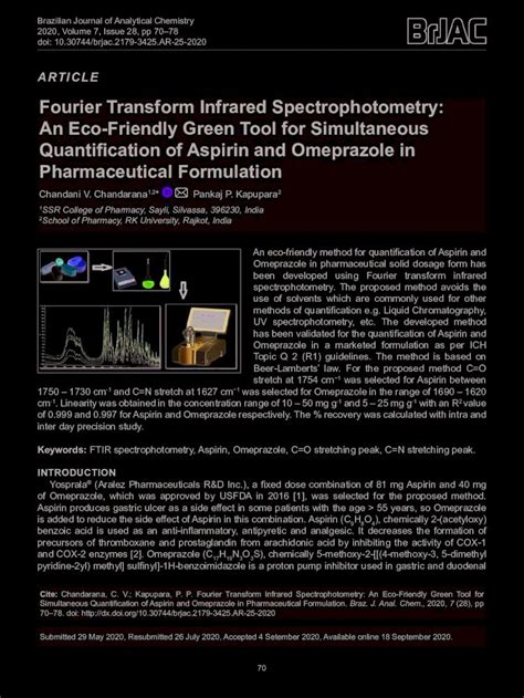 Pdf Fourier Transform Infrared Spectrophotometry An Eco Friendly · The Standard Sample Of