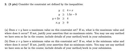 Solved Pts Consider The Constraint Set Defined By The Chegg
