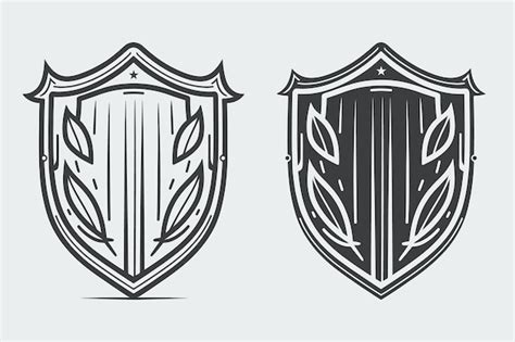 Bouclier Vecteur Bouclier Contour Style Dessin Au Trait Bouclier