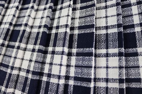Navy And White Plaid Pleated Skirt For The Voluptuous Woman Etsy