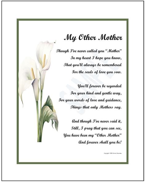 Other Mother Poem Print Verse Digital Download 65th 70th 75th 80th