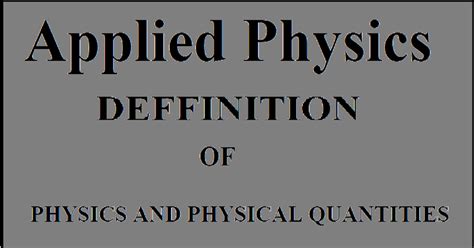 Units And Dimensions Ls1 Definition Of Physics And Physical Quantities