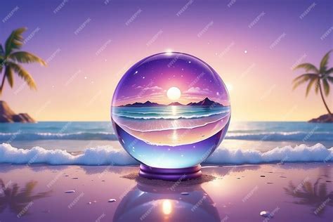 Premium Photo Closeup Of A Crystal Ball On The Beach With The