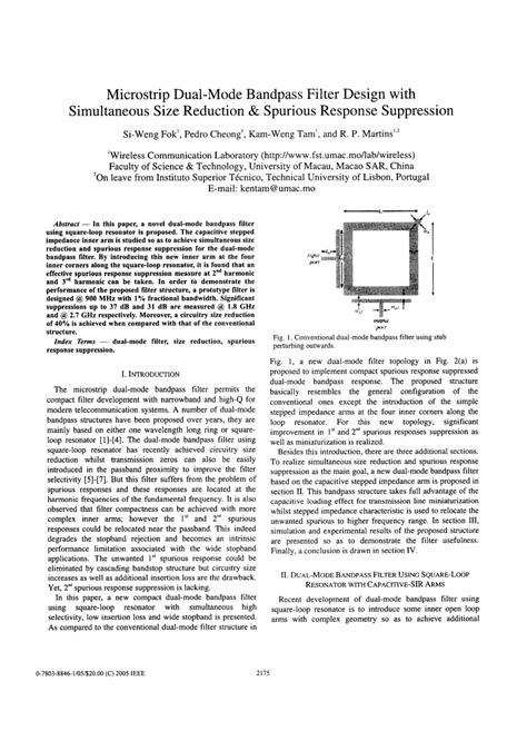 Pdf Micro Strip Dual Mode Bandpass Filter Design With Simultaneous