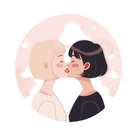 Premium Photo A Drawing Of Two Women Kissing