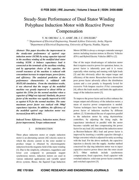 Pdf Steady State Performance Of Dual Stator Winding Polyphase