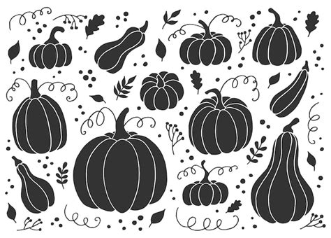 Premium Vector Pumpkin Silhouette Set Thanksgiving And Halloween
