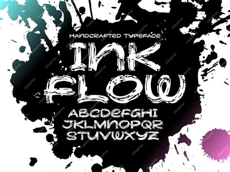 잉크 표시 배경이 있는 손으로 만든 브러시 스크립트 벡터 글꼴 무료 벡터