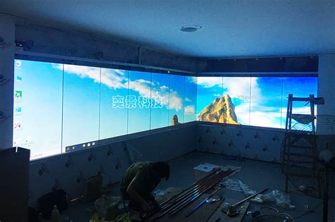 直角l型大屏液晶拼接触摸屏用于某企业展厅宣传片互动演示 广州市奕景电子科技有限公司