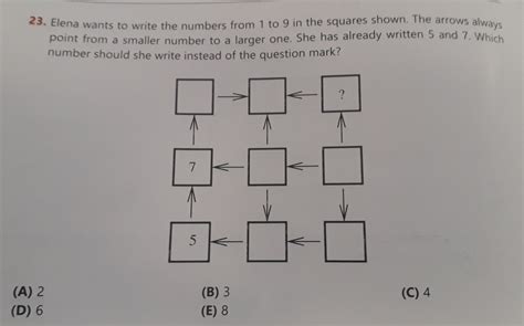 Solved 23 Elena Wants To Write The Numbers From 1 To 9 In The Squares