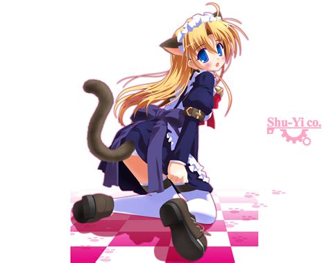 Animal Ears Bell Blonde Hair Blue Eyes Blush Bow Catgirl Headdress Maid