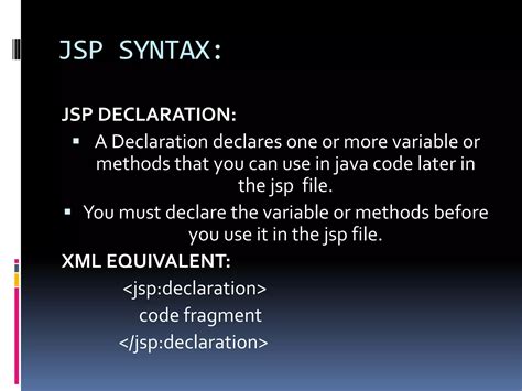 Anatomy Of A Jsp Page And Jsp Syntaxpptx
