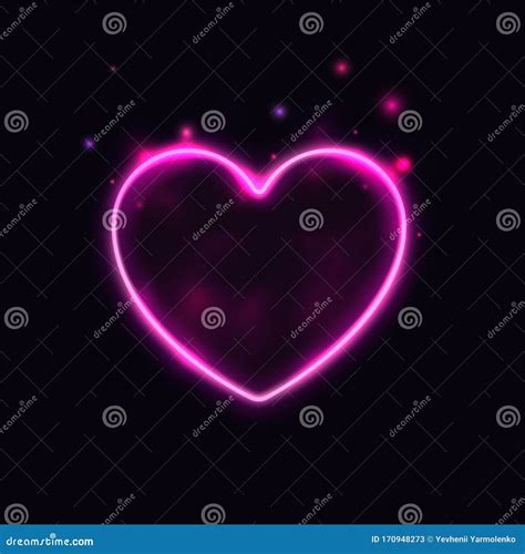 Brillante Corazón De Neón Sobre Fondo Morado Elemento De Diseño Para Feliz Día De San Valentín