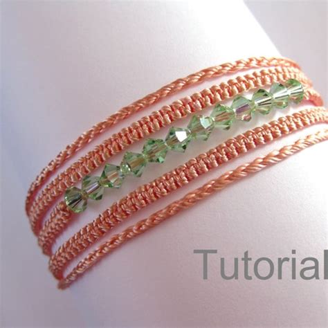 Micro Macrame Tutorial Leaves Bracelet Pattern Beaded Etsy