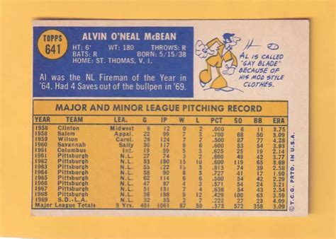 1970 Topps 641 Al Mcbean Ex Excellent Los Angeles Dodgers 32719 Leftys Sports