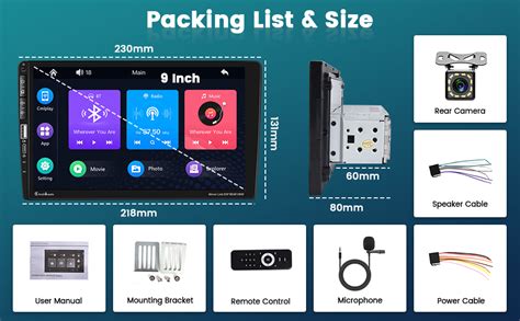 Hikity Pouces Touchscreen Autoradio Din Avec Carplay Android Auto Mirror Link Autoradio