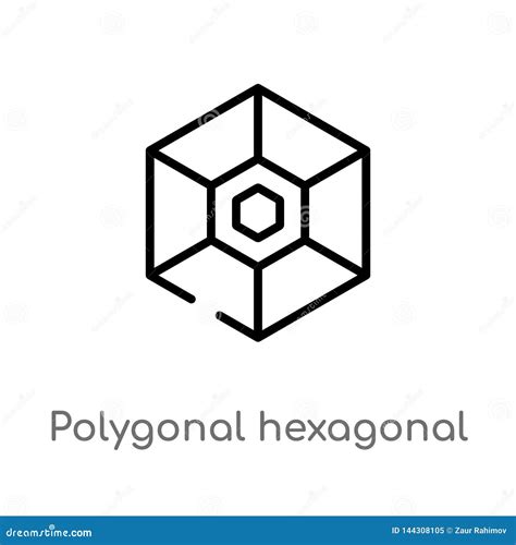 Outline Polygonal Hexagonal Vector Icon Isolated Black Simple Line