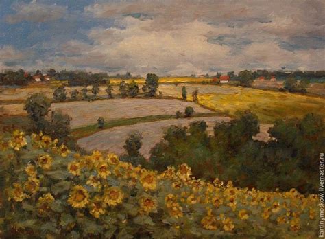 Картина маслом Пейзаж прованса Поле подсолнухов в интернет магазине на Ярмарке Мастеров