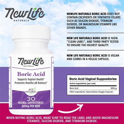 Newlife Naturals Medical Grade Boric Acid Vaginal Suppositories