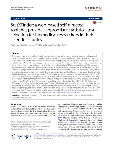 Pdf Statxfinder A Web Based Self Directed Tool That Provides Appropriate Statistical Test