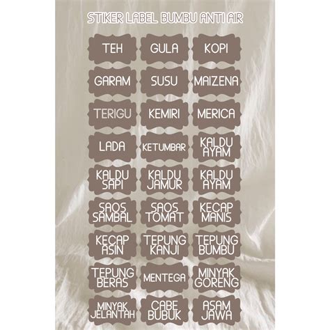Jual Custom 24 Pcs Sticker Label Tempat Bumbu Dapur Stiker Label Dapur