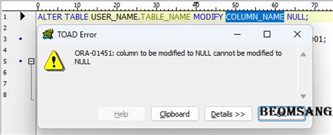 ora 01451 column to be modified to null cannot be modified to null ora 01451 열이 이미 null로 되어